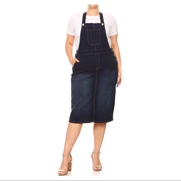 Dresses | Plus Size Dark Denim Overall Jumper Dress | Poshmark